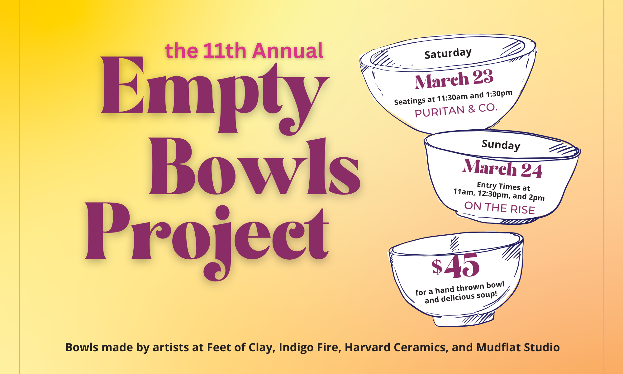 The 11th Annual Empty Bowls Project by On The Rise's 11th Annual Empty Bowls Project