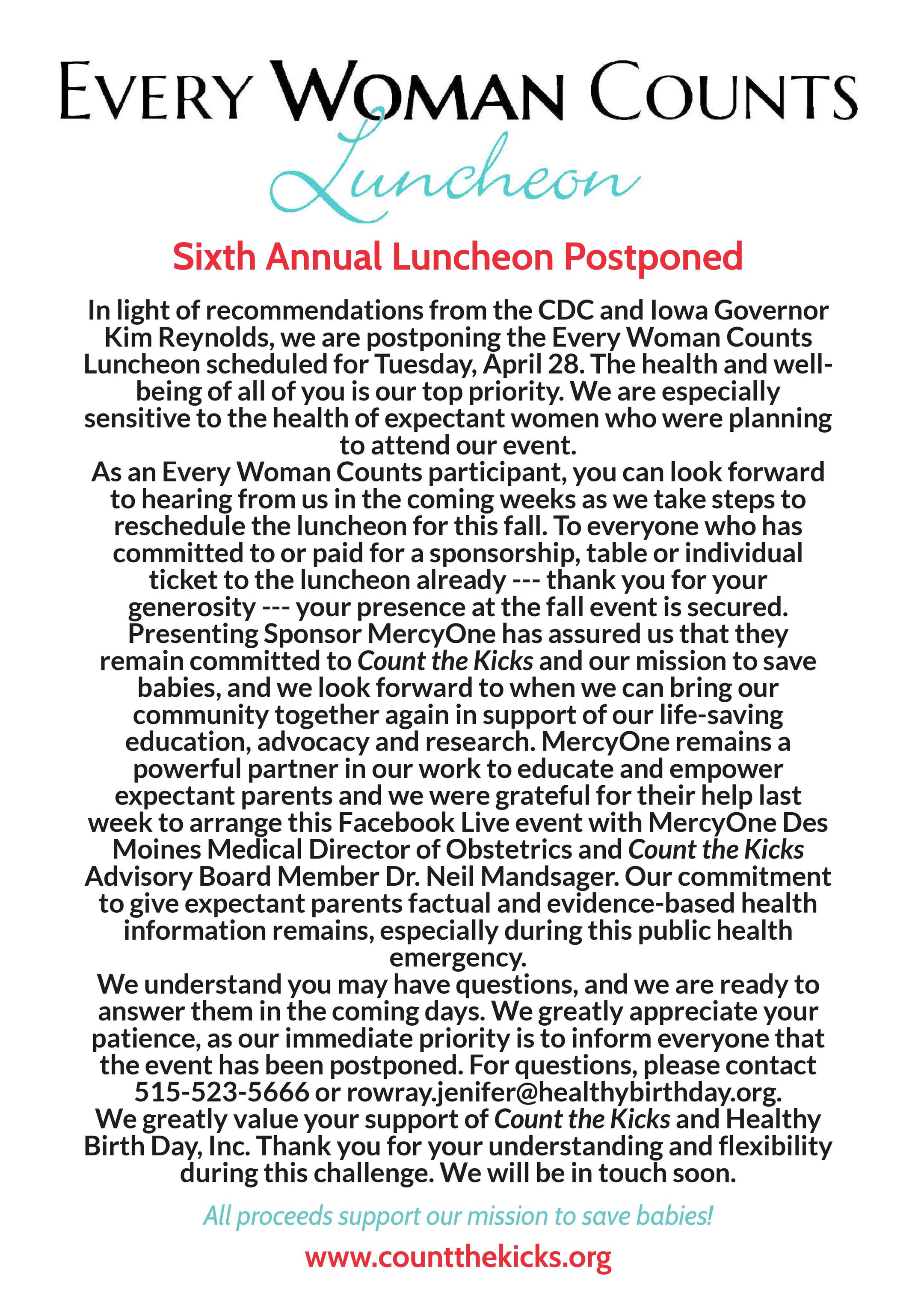 Every Woman Counts Luncheon 2020 by Healthy Birth Day, Inc.