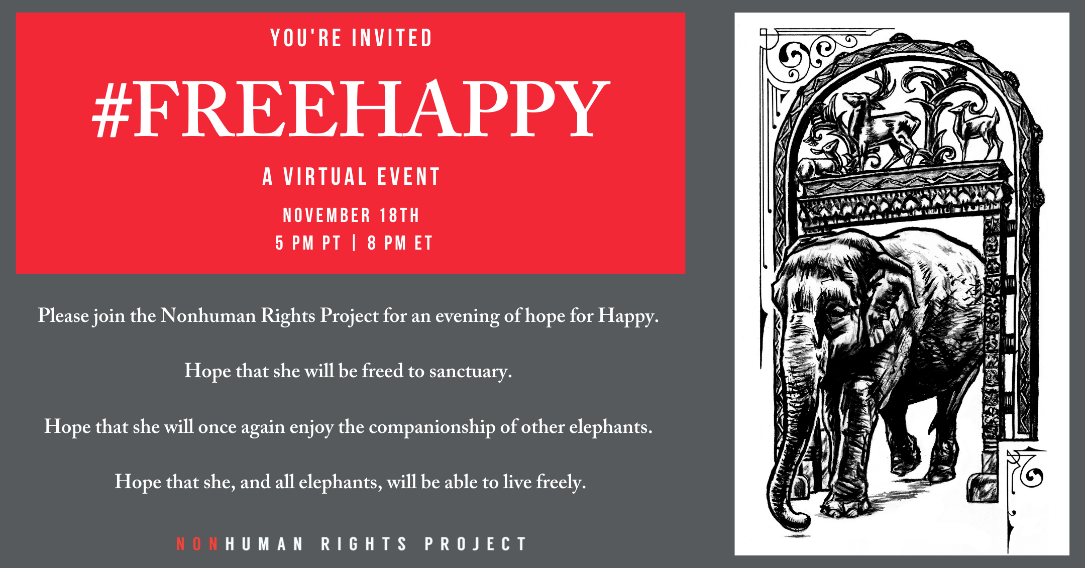 The NhRP's #FreeHappy virtual event by Nonhuman Rights Project