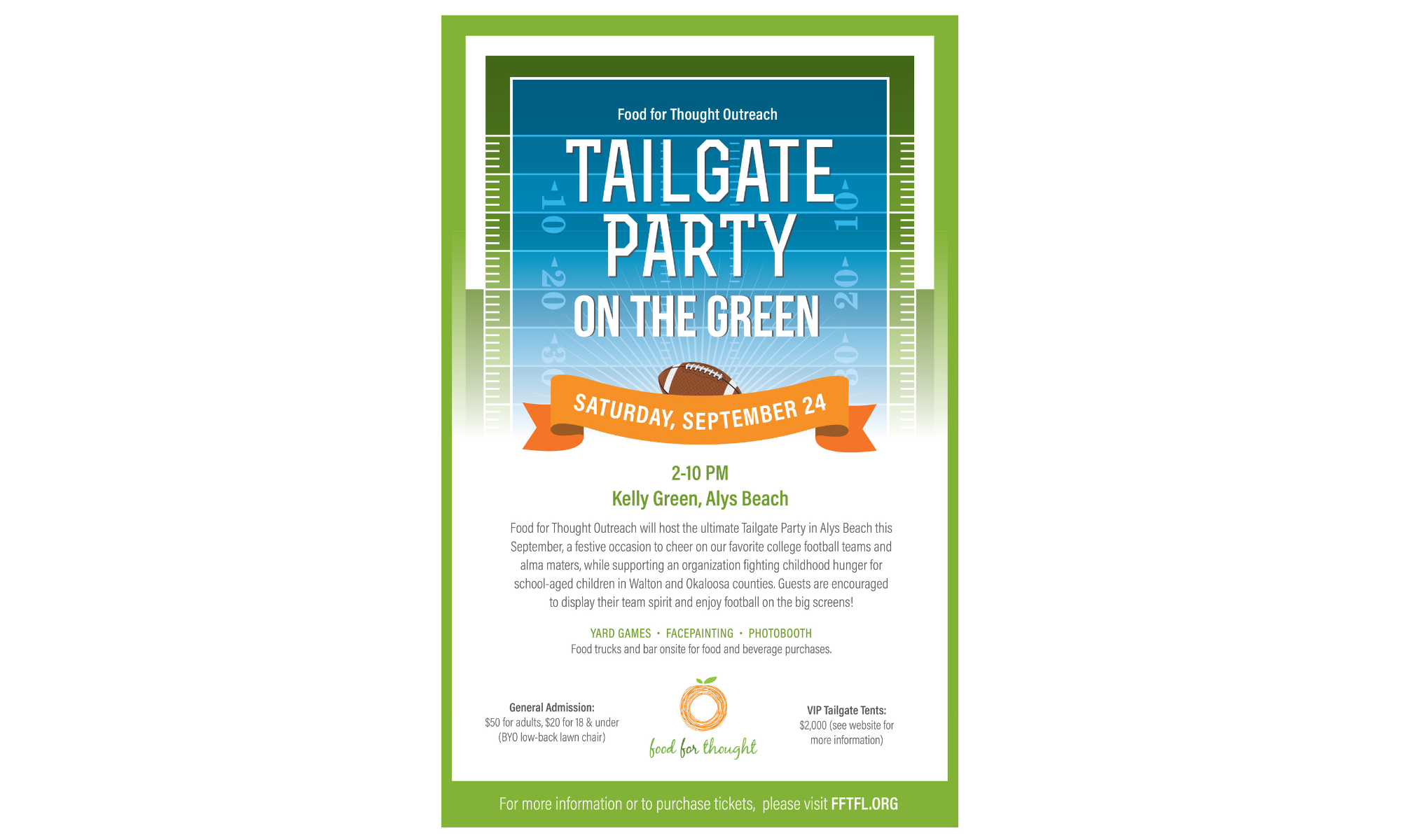 Tailgate Party on the Kelly Green by Food for Thought Outreach