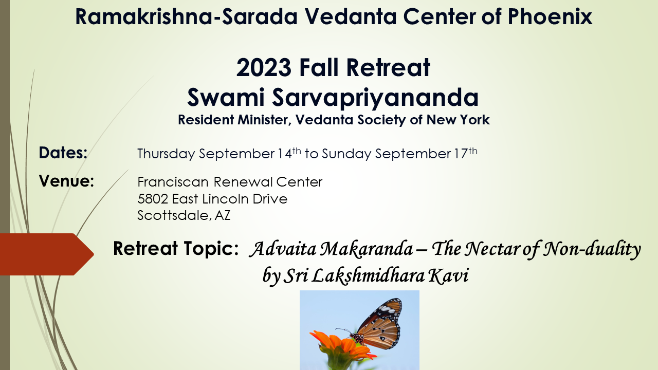 2023 Fall Vedanta Retreat in Scottsdale AZ by Ramakrishna Sarada ...