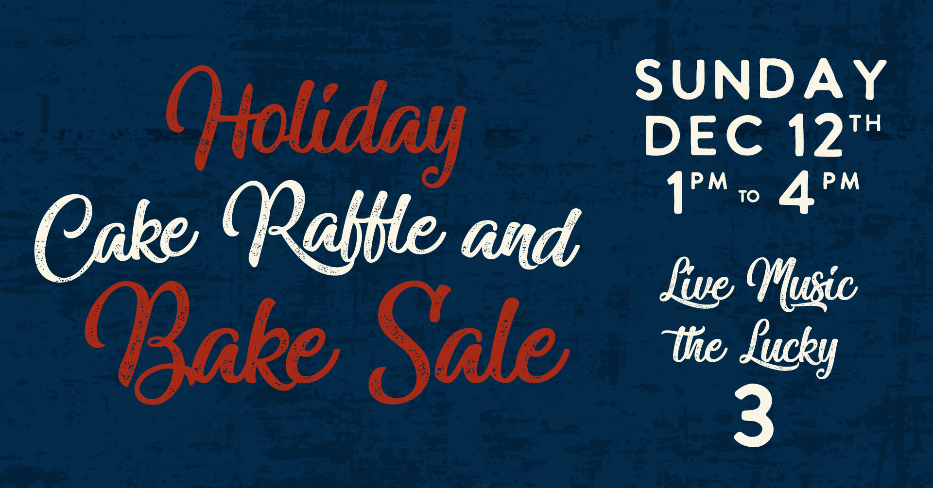 Holiday Cake Raffle and Bake Sale by Dewey Memorial Hall
