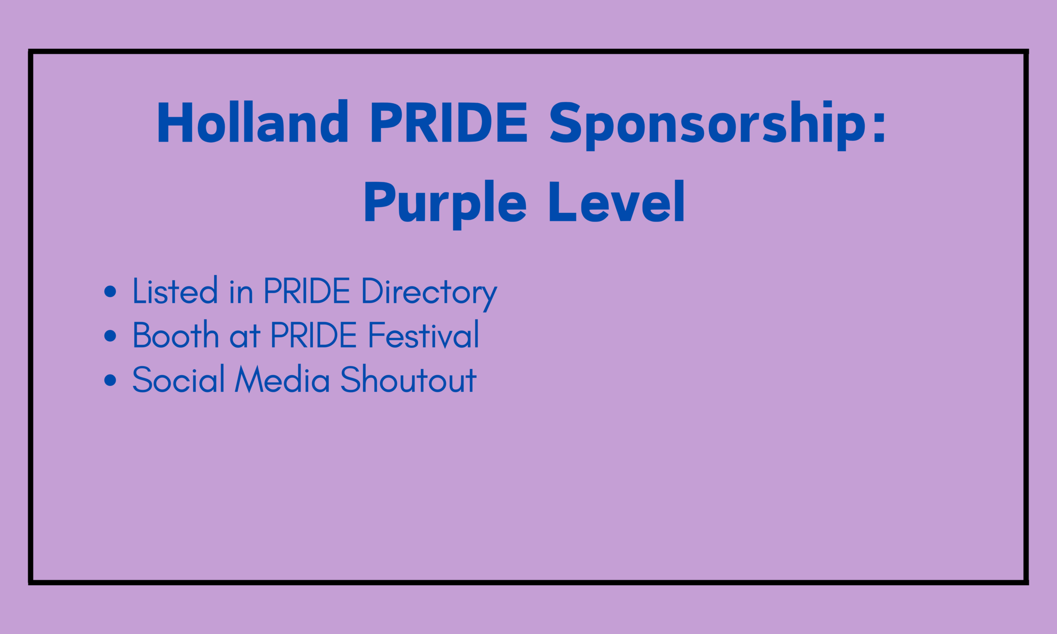 Purple Sponsorship by Out On The Lakeshore