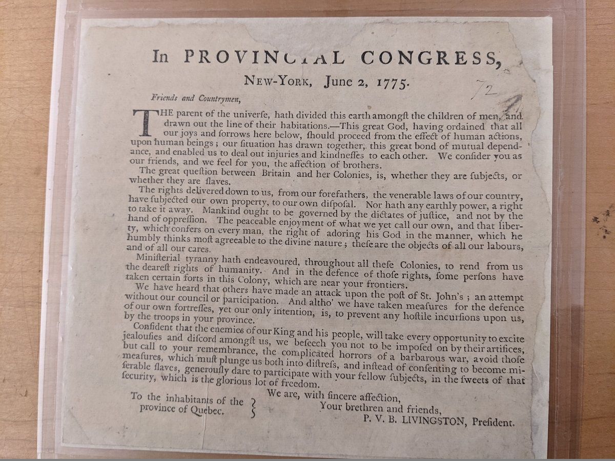 VIRTUAL PRESENTATION Broadsides of the American Revolution by Albany ...