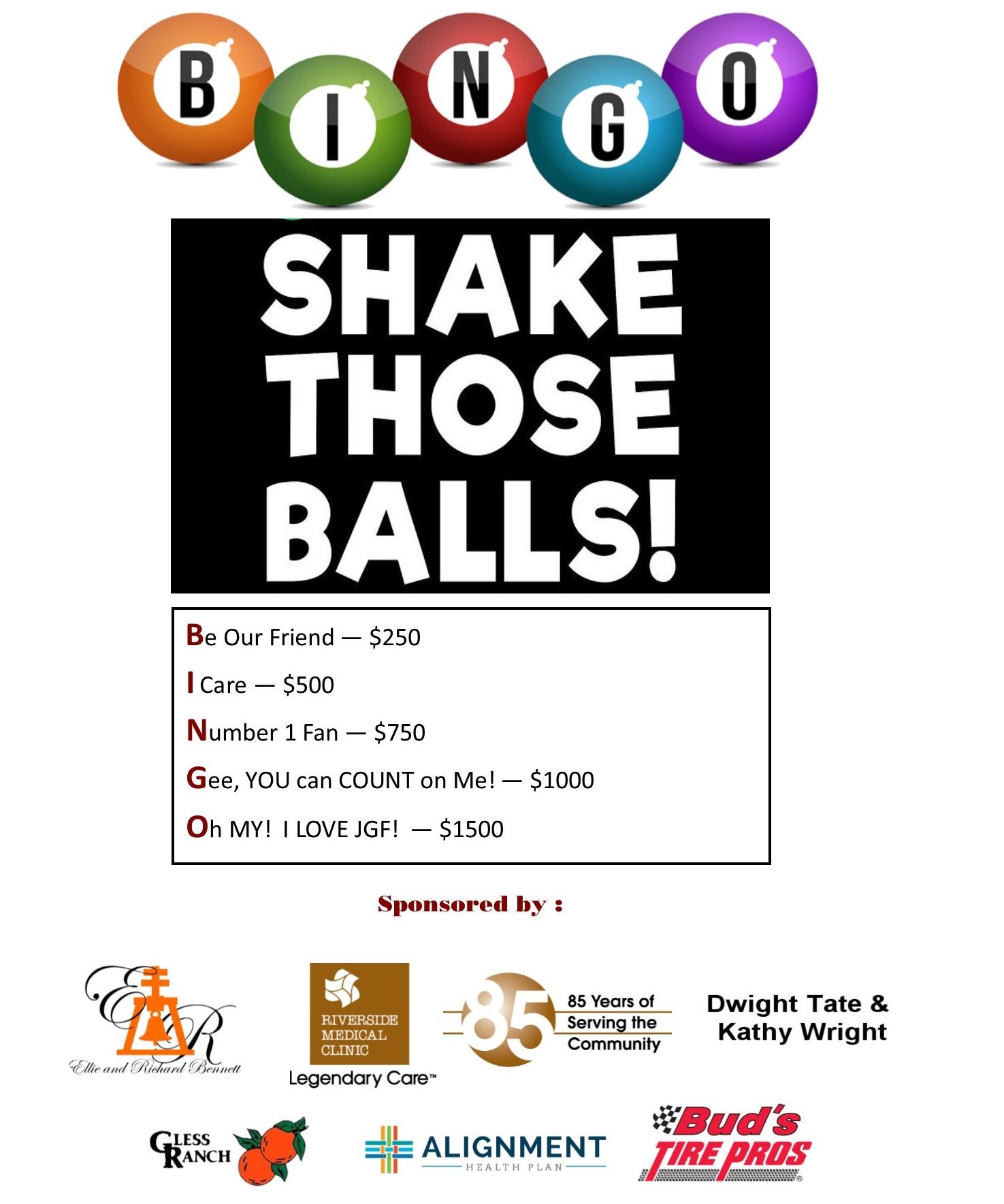Sponsorship Opportunities - PROMOTE YOUR BUSINESS by BINGO FUNDRAISER